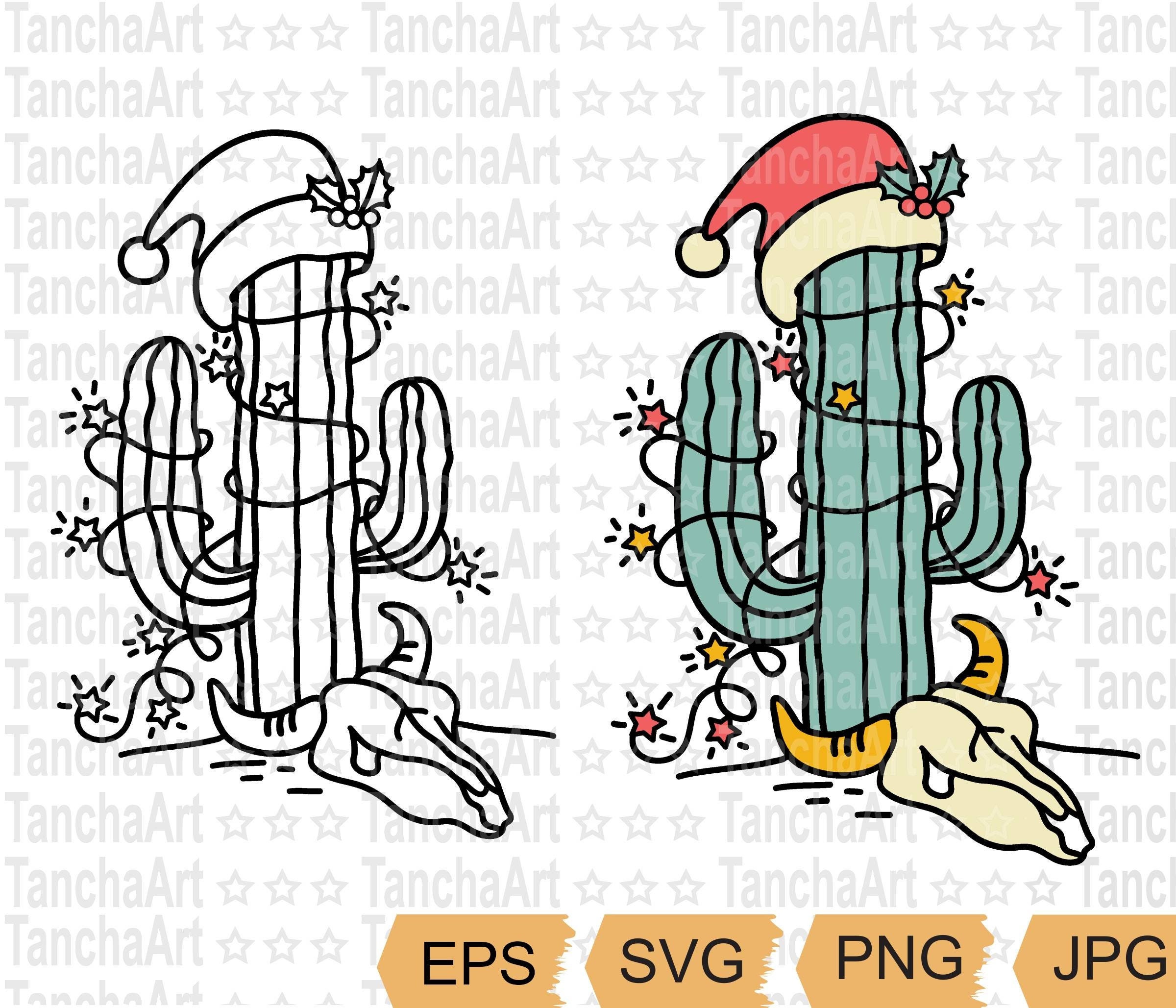 Christmas Cactus SVG Christmas Desert Svg Png Cowboy - Etsy