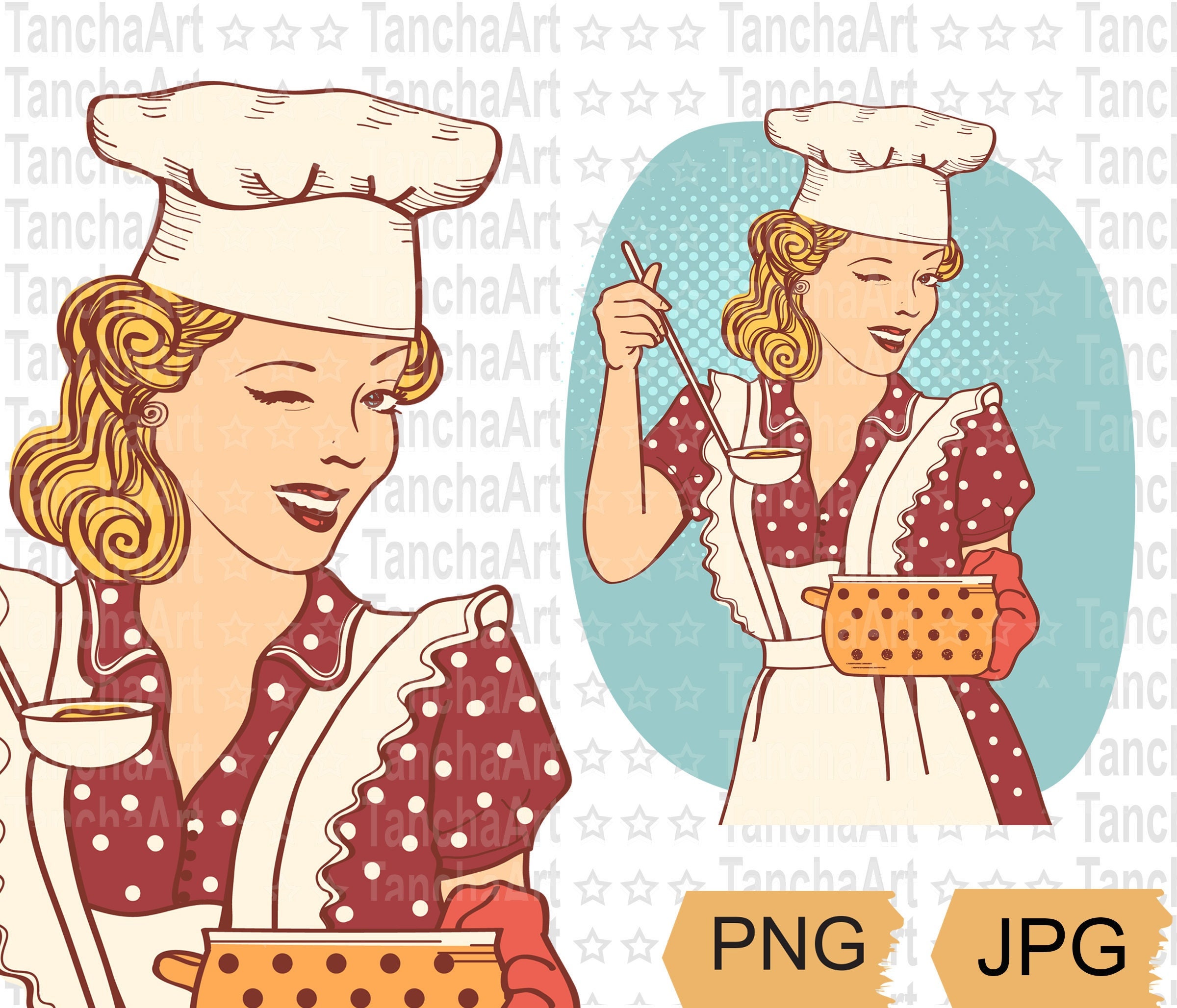 Retro Housewife Cooking Pin up Woman Printable Cut File PNG | Etsy