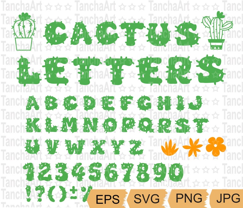 Cactus Letters Svg Cut File Cactus Alphabet Printable Cactus - Etsy