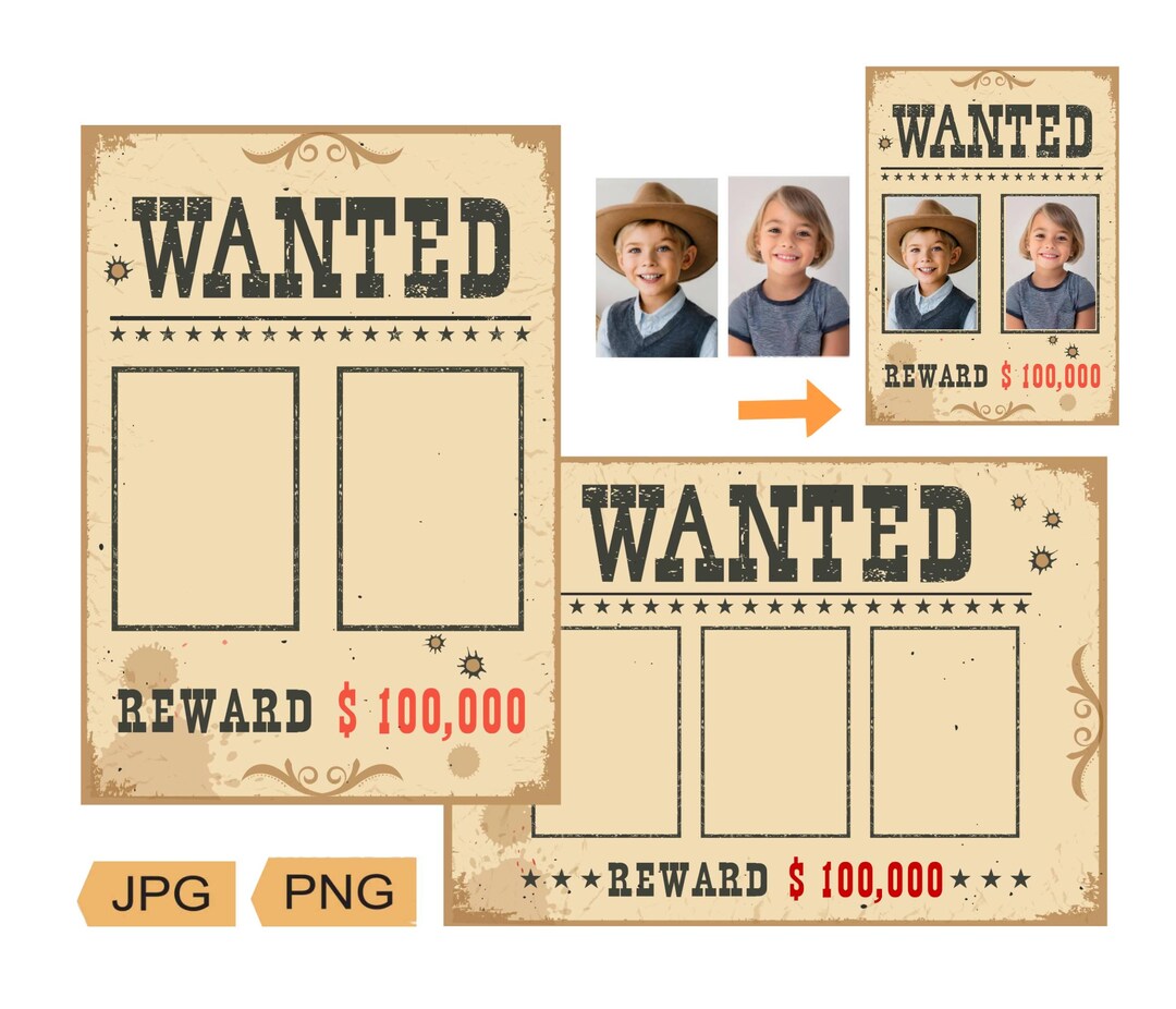 Wanted Poster Digital File PNG Printable Birthday Poster Old Paper ...
