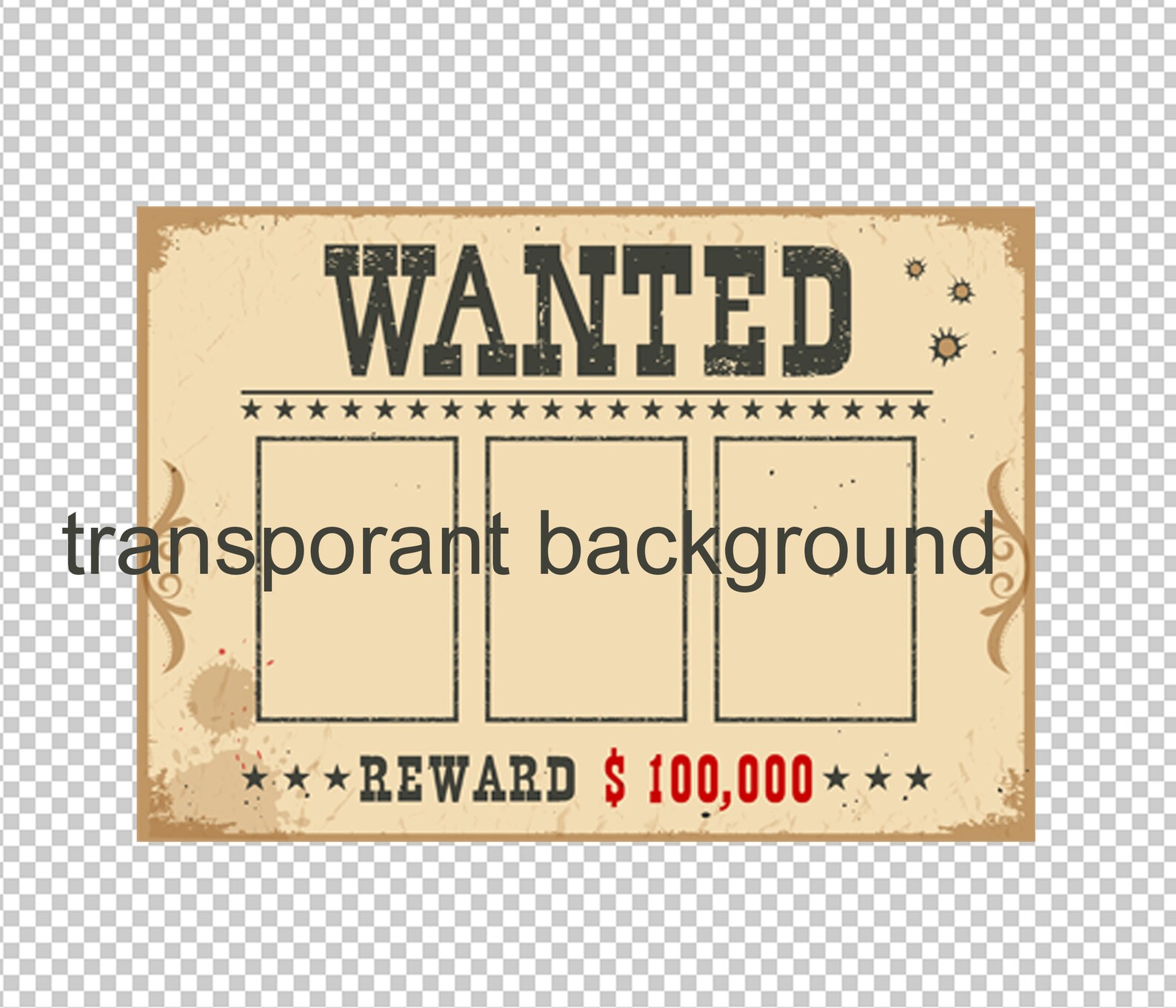 Blank Wanted Poster Bundle | Add Multiple Photos Frame | Vintage ...