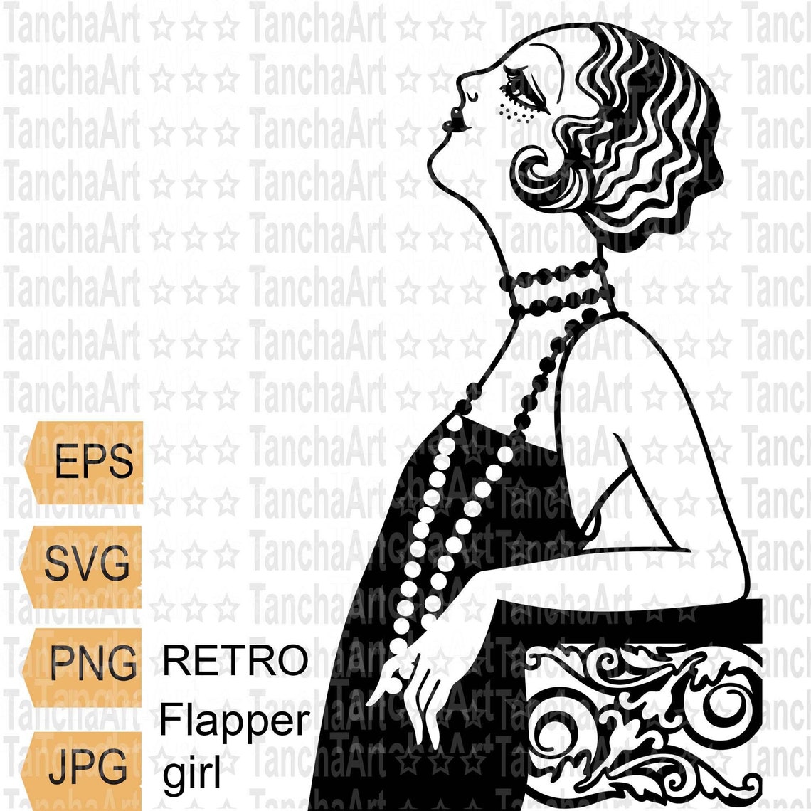 Flapper Girl Svg Art Deco Fashion Woman Svg Eps Png Vintage - Etsy
