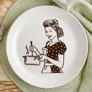 Retro Woman Cooks SVG Printable Cut File for Cricut Chef Housewife With ...