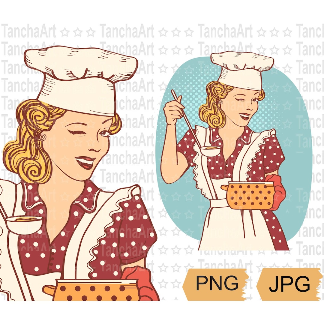 Retro Housewife Cooking Pin up Woman Printable Cut File PNG JPG Pin up ...