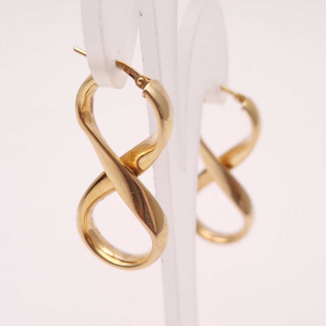 9ct Yellow Gold Figure 8 Twist Infinity Hoop Earrings - Etsy