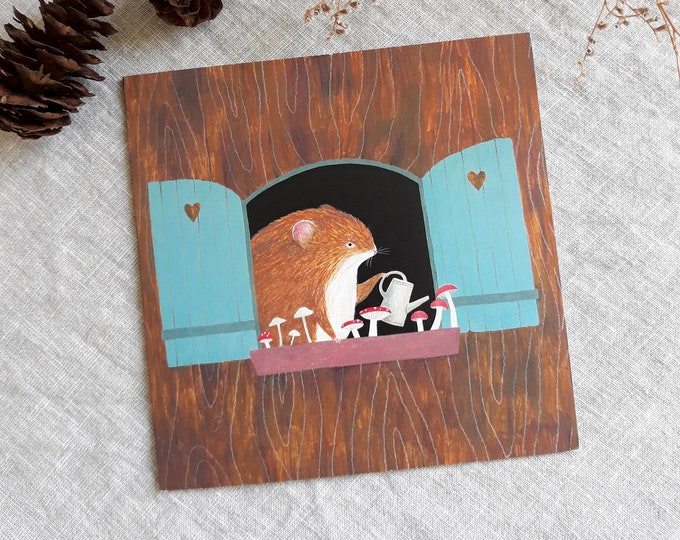 Mouse and Mushrooms Greeting Card - Etsy