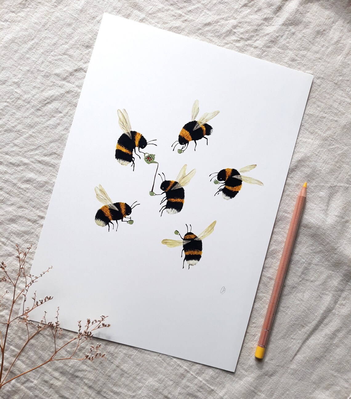Bees Tea Party A4 Print - Bees Art Print - Etsy UK