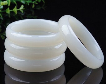White Jade Bangle - Etsy