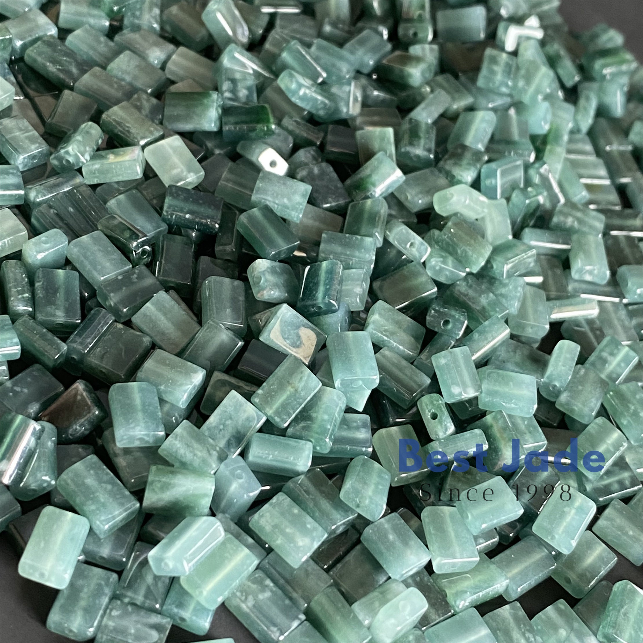 100pcs transparent Cuboid Real Blue Grade A jade beads | Etsy