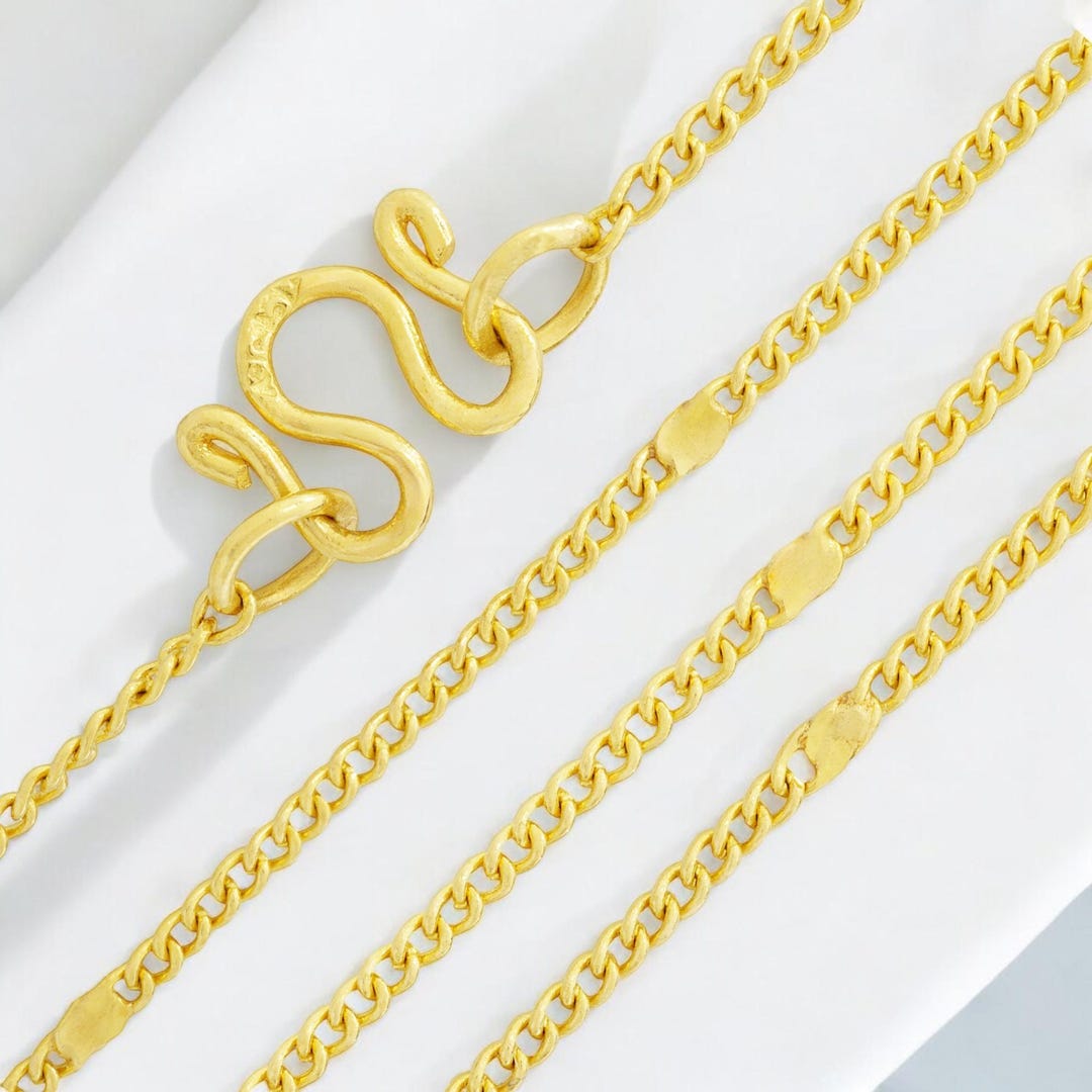 23K Solid Gold Curb Chain in M Clasp, Cloud Style, 23ct Solid Gold ...