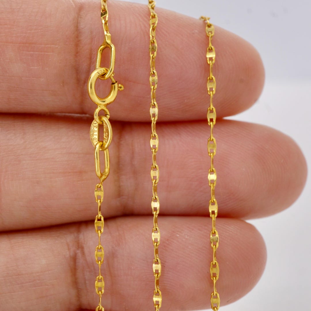 18K Gold Sparkle Chain Necklace, 18K Yellow Gold, 18K White Gold ...