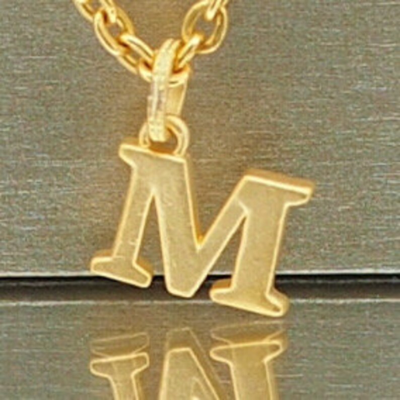24K Solid Gold Initial Pendant Capital Letters A-Z Customised Necklace ...