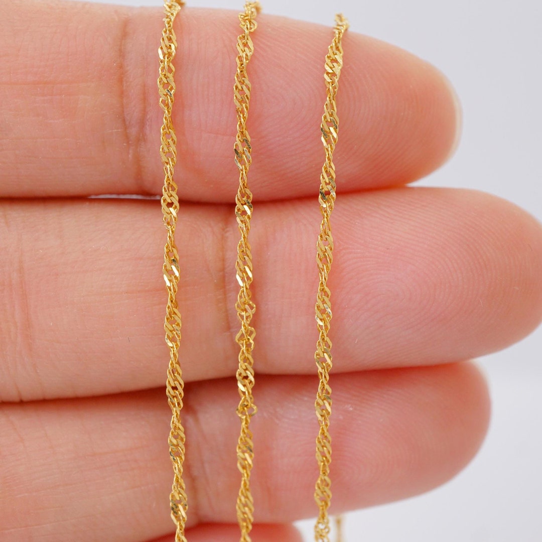 9K 18K Solid Gold Necklace Singapore Chain, 18-20 Inches, 1.5 Mm Rope ...