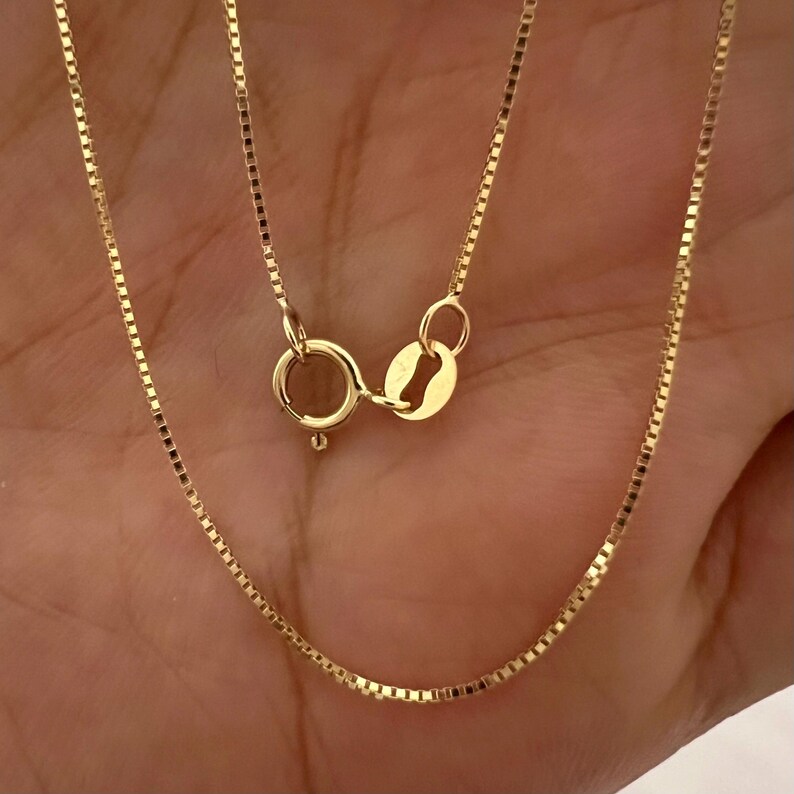 9K 18K 22K Solid Gold Box Chain Necklace Made From Genuine Yellow Gold ...