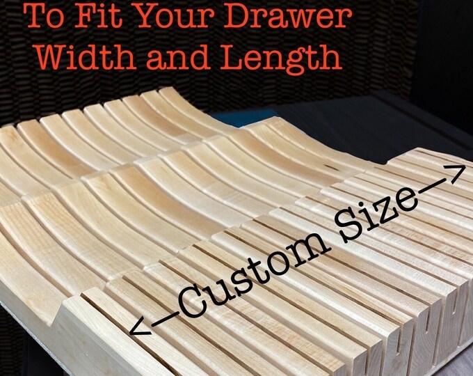 Large Knife Drawer Organizer Insert Cut to Size Premium Walnut or Maple ...