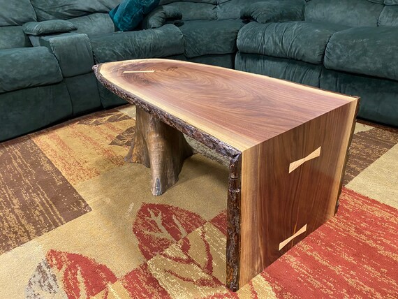 Live Edge Walnut Waterfall Table With Wood Legs / Coffee Table - Etsy