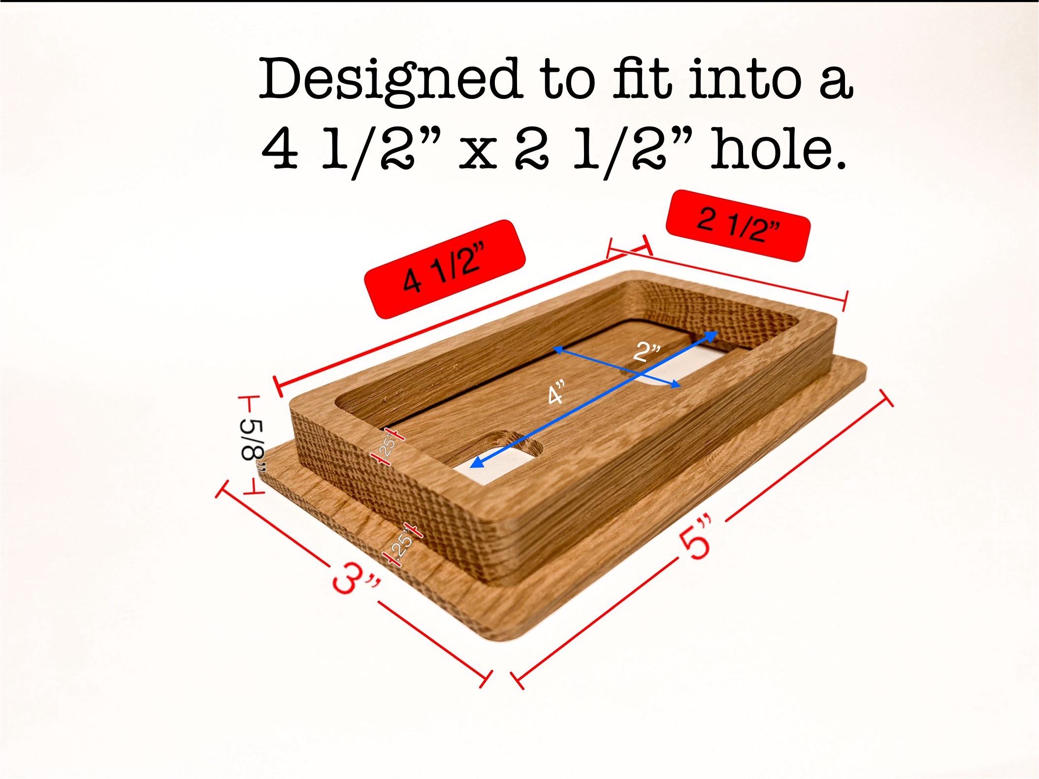 Maple Wood Desk Cable Grommet - 5"x3" Square 2 Piece Style: Raw ...