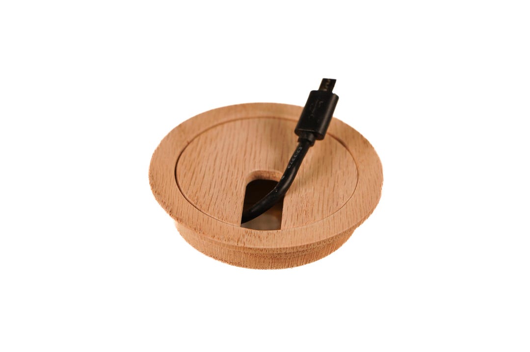 Red Oak Wood Desk Cable Grommet: 2 1/4" 2 1/2" 2 Piece Style Raw ...