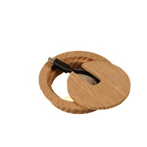 White Oak Wood Desk Cable Grommet: 2 1/4" or 2 1/2". 2 Piece Style Raw ...