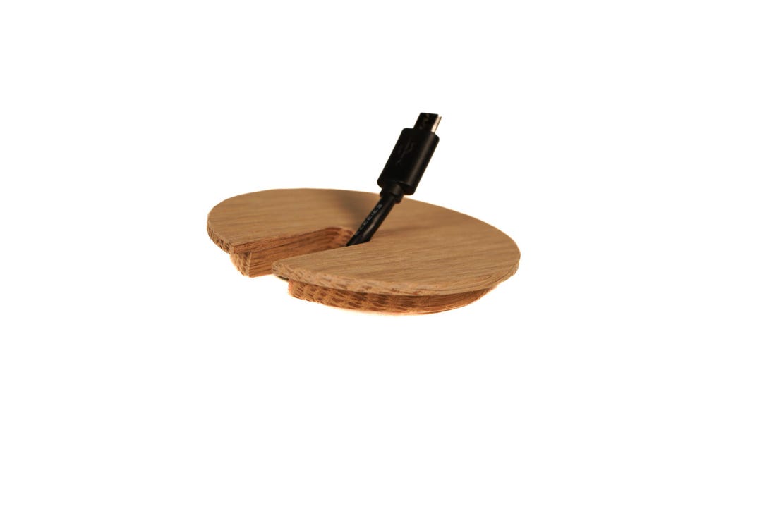 White Oak Wood Desk Cable Grommet: 1 3/4" or 2 1/2" Mushroom Style Raw ...