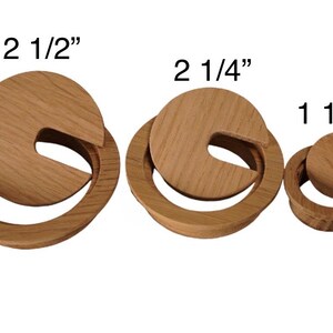 White Oak Wood Desk Cable Grommet: 2 1/4" or 2 1/2". 2 Piece Style Raw ...
