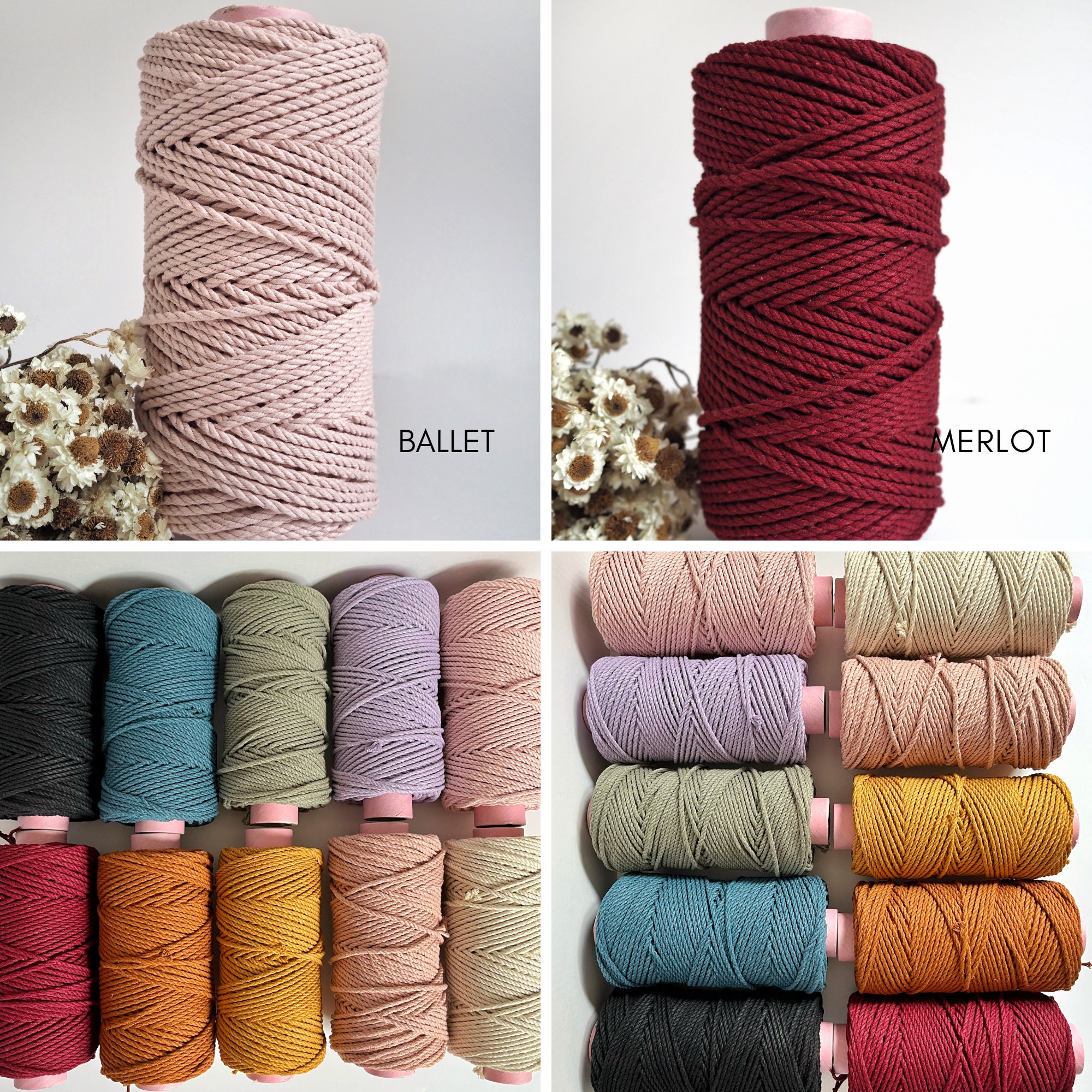 Cotton Twisted Rope. 4mm. Available in 10 Colours and - Etsy UK