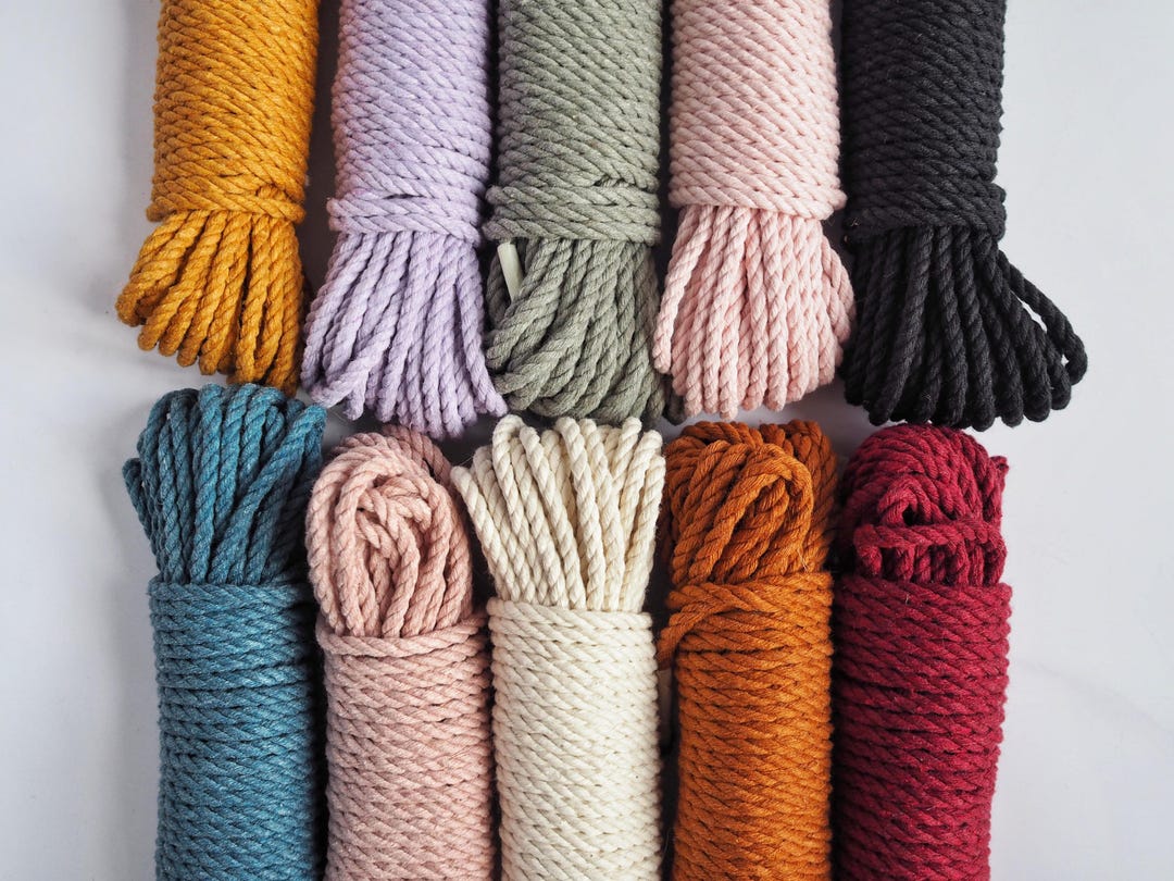 Macrame Cotton Twisted Rope Bundles. 4mm. 8 Colour Combos. Super Soft ...