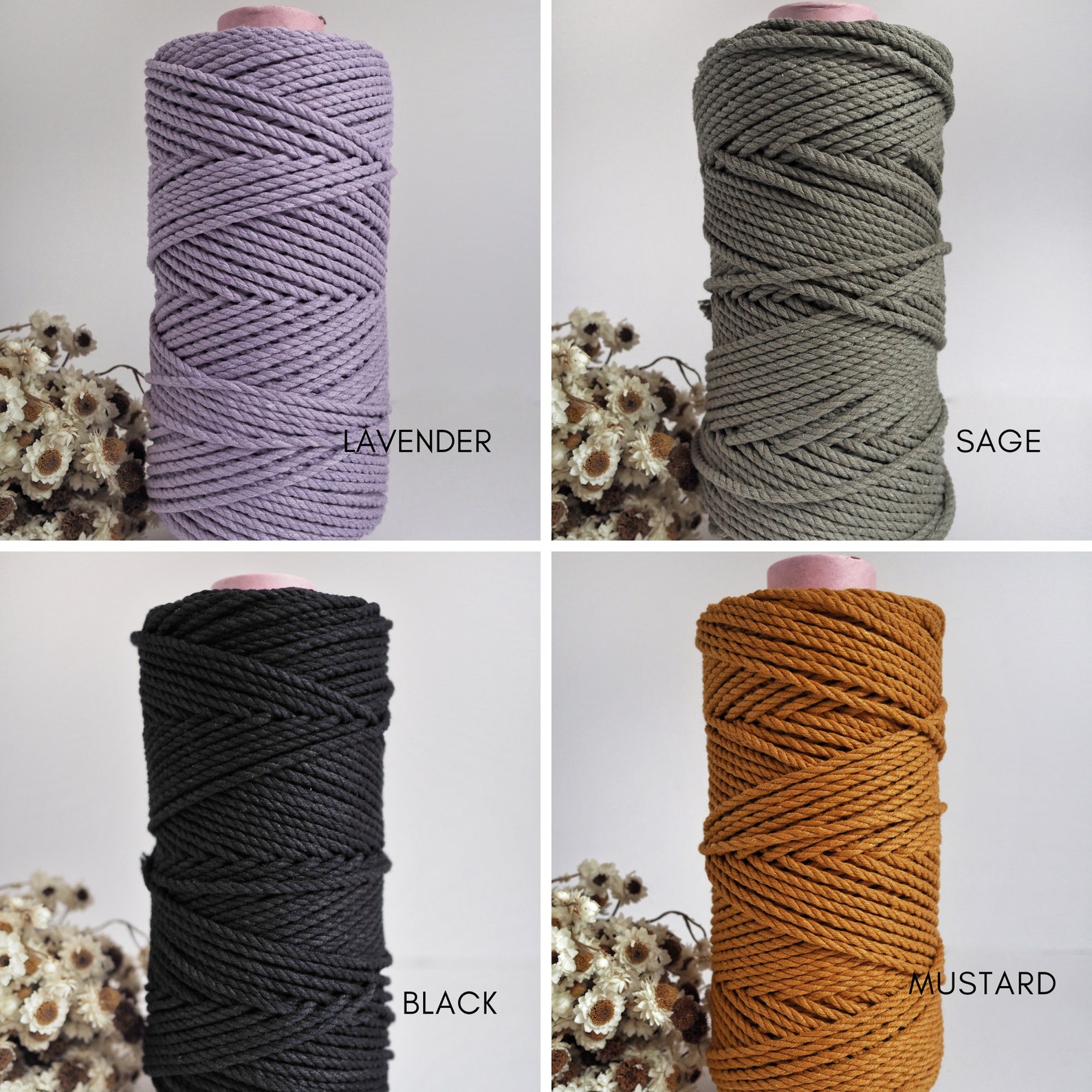 Cotton Twisted Rope. 4mm. Available in 10 Colours and - Etsy UK