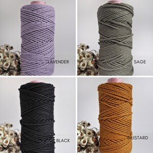 Cotton Twisted Rope. 4mm. Available in 10 Colours and Different Lengths ...