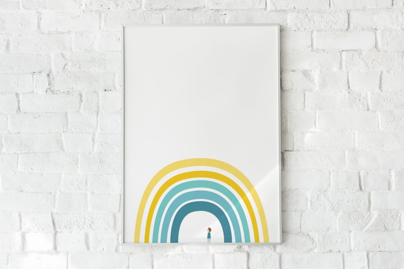 Modern Rainbow Printable Wall Art, Boy and Rainbow Nursery Decor, Boys ...