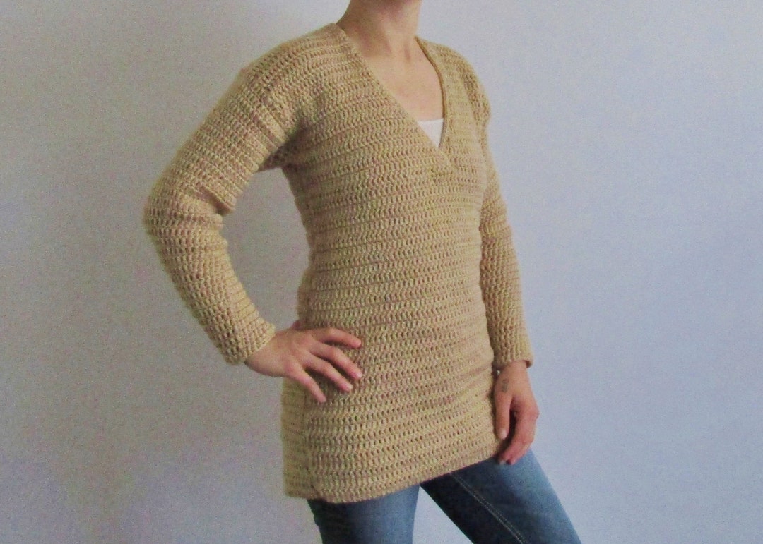 Easy Crochet V-neck Sweater Pattern - Etsy