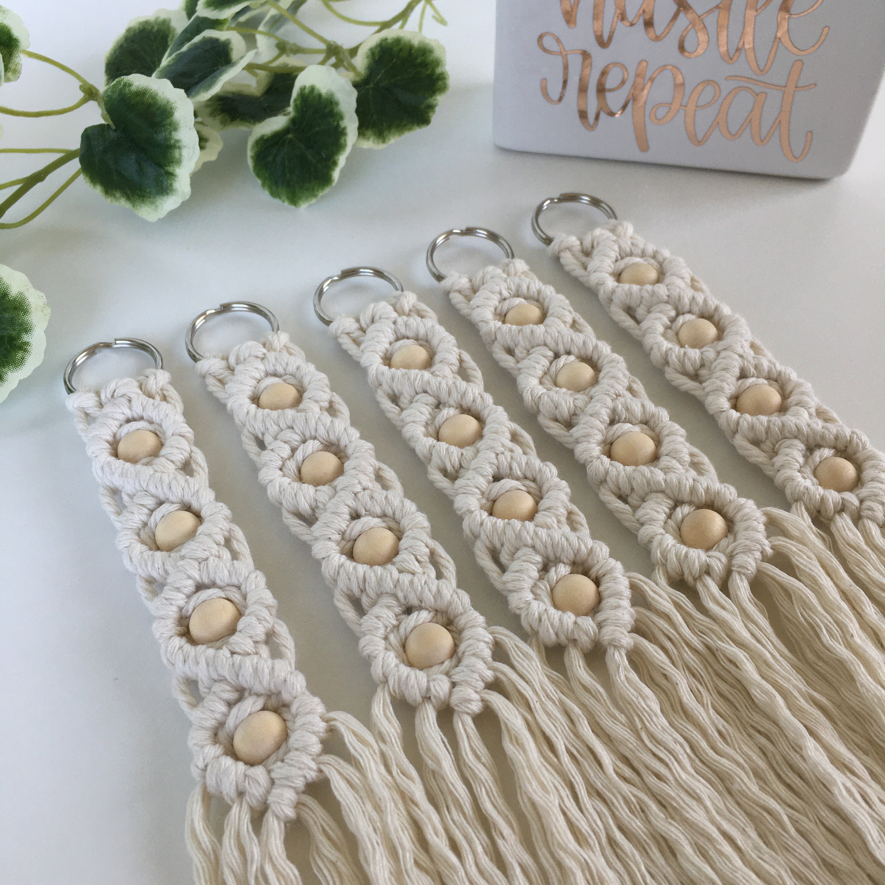 Macrame Keychain Beaded Keychain Beaded Macrame Keychain | Etsy