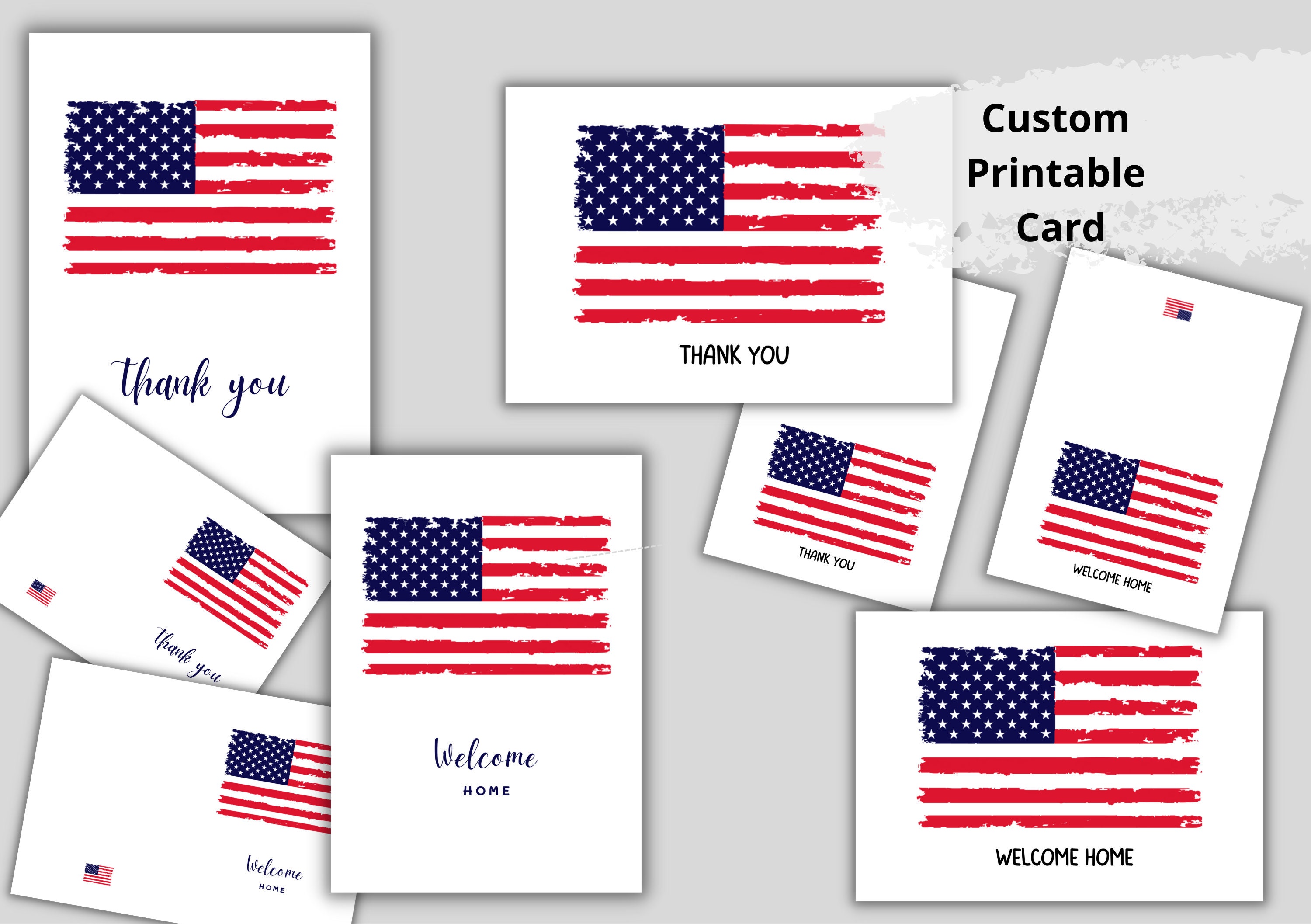 Custom American Flag Greeting Card for Patriotic Holidays, Card ...