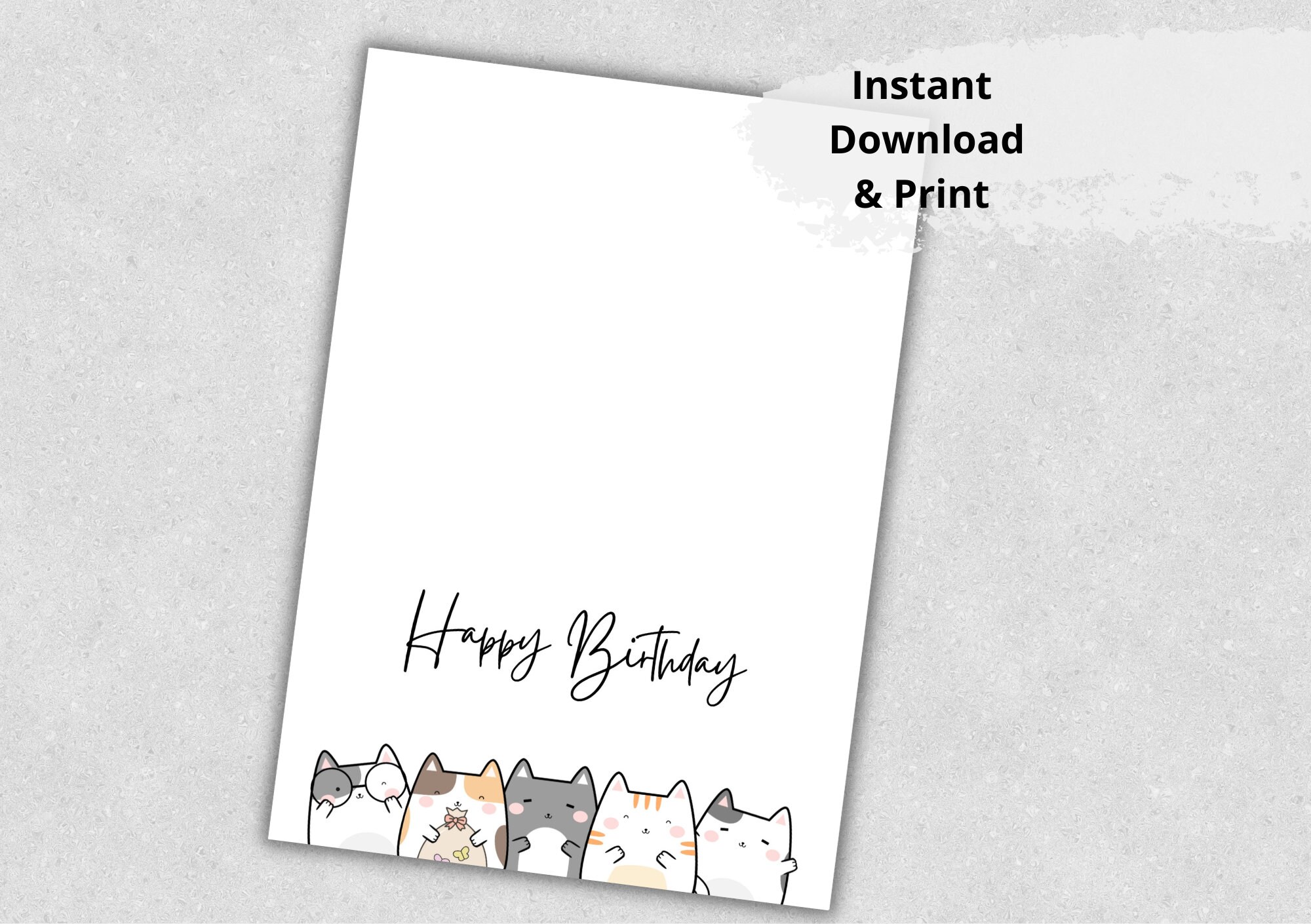 Printable Happy Birthday Cats Card, Funny Happy Birthday Card, Cute ...