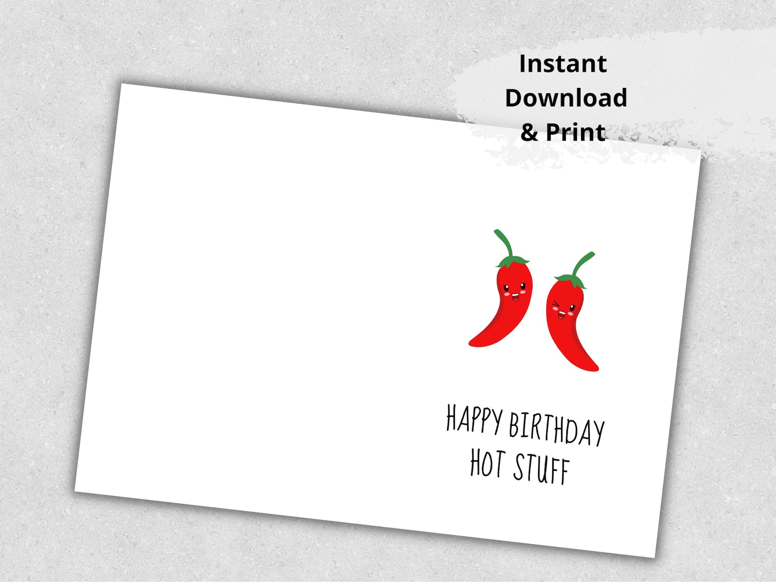 Printable Happy Birthday Hot Stuff Card, Chili Pepper, Funny Foodie ...