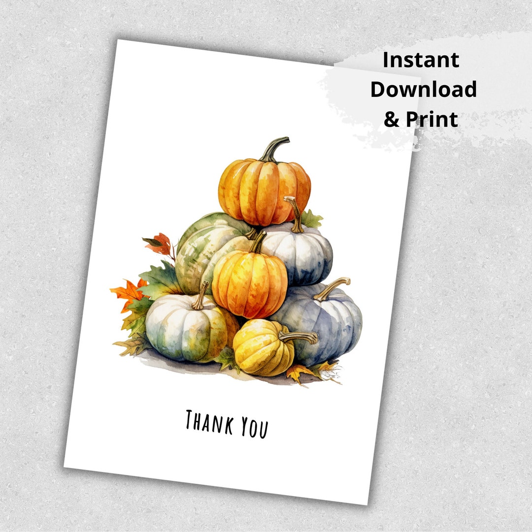 Printable Pumpkin Thank You Card Autumn Card Friendsgiving - Etsy