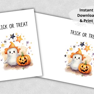 Printable Cute Halloween Card, Happy Halloween Card, Ghost and Pumpkin ...