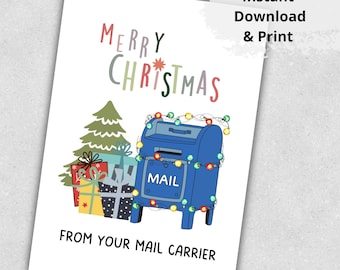 Mail Carrier Christmas Card, Letter Carrier, Merry Christmas, Happy ...