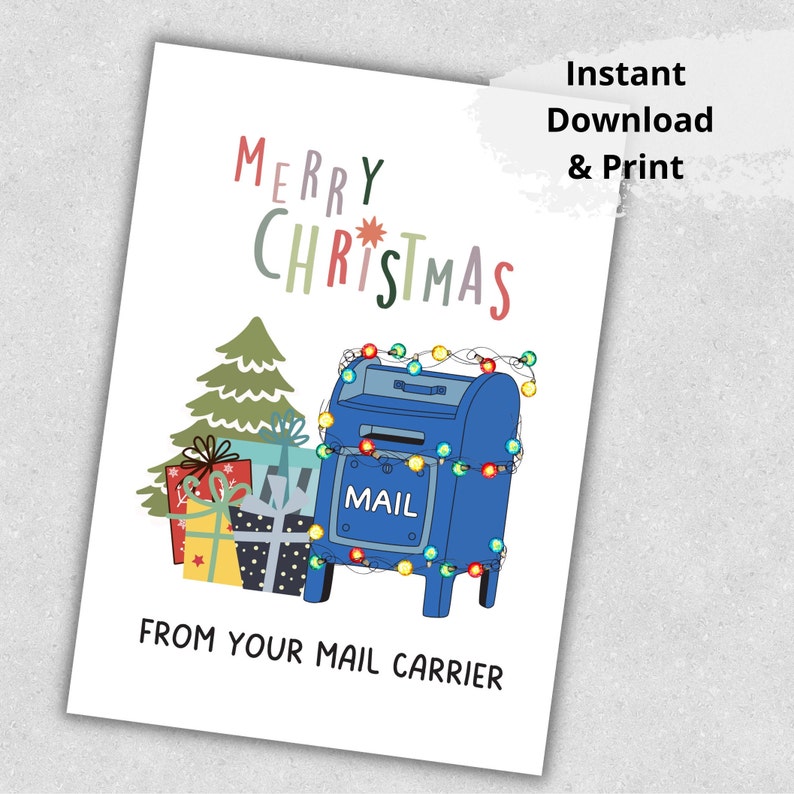 Printable Mail Carrier Christmas Card, From Your Mail Carrier Card ...