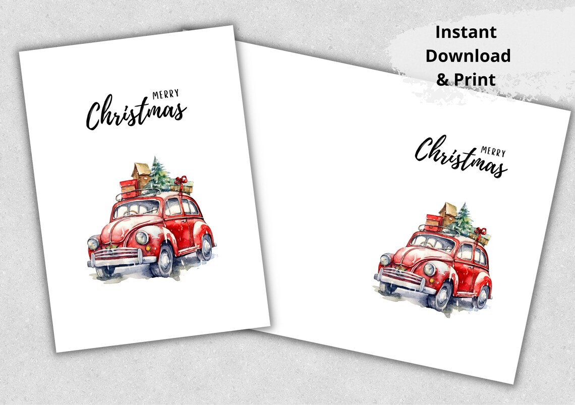Printable Merry Christmas Card Red Christmas Car Card - Etsy