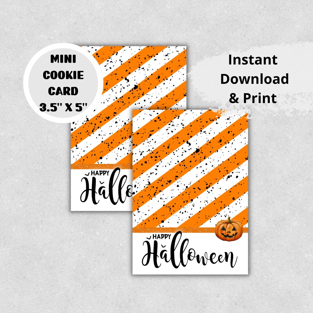 Printable Happy Halloween Cookie Cards, Card 3.5 X 5, Mini Cookie Tags ...