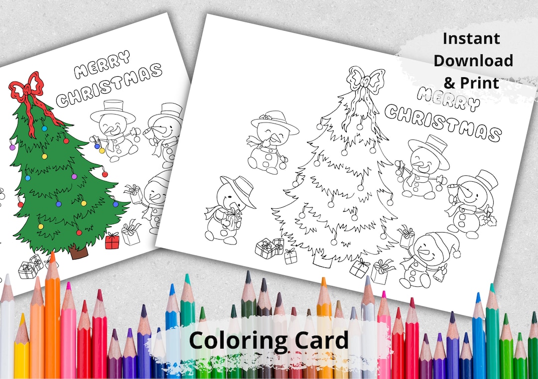 Printable Coloring Christmas Card Christmas Activity for - Etsy