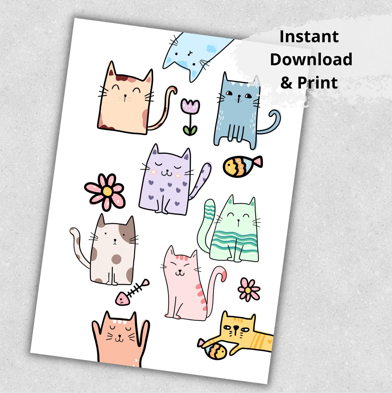 Printable Cute Cats Card, Funny Cat Card, Card for Cat Lovers, Cats ...