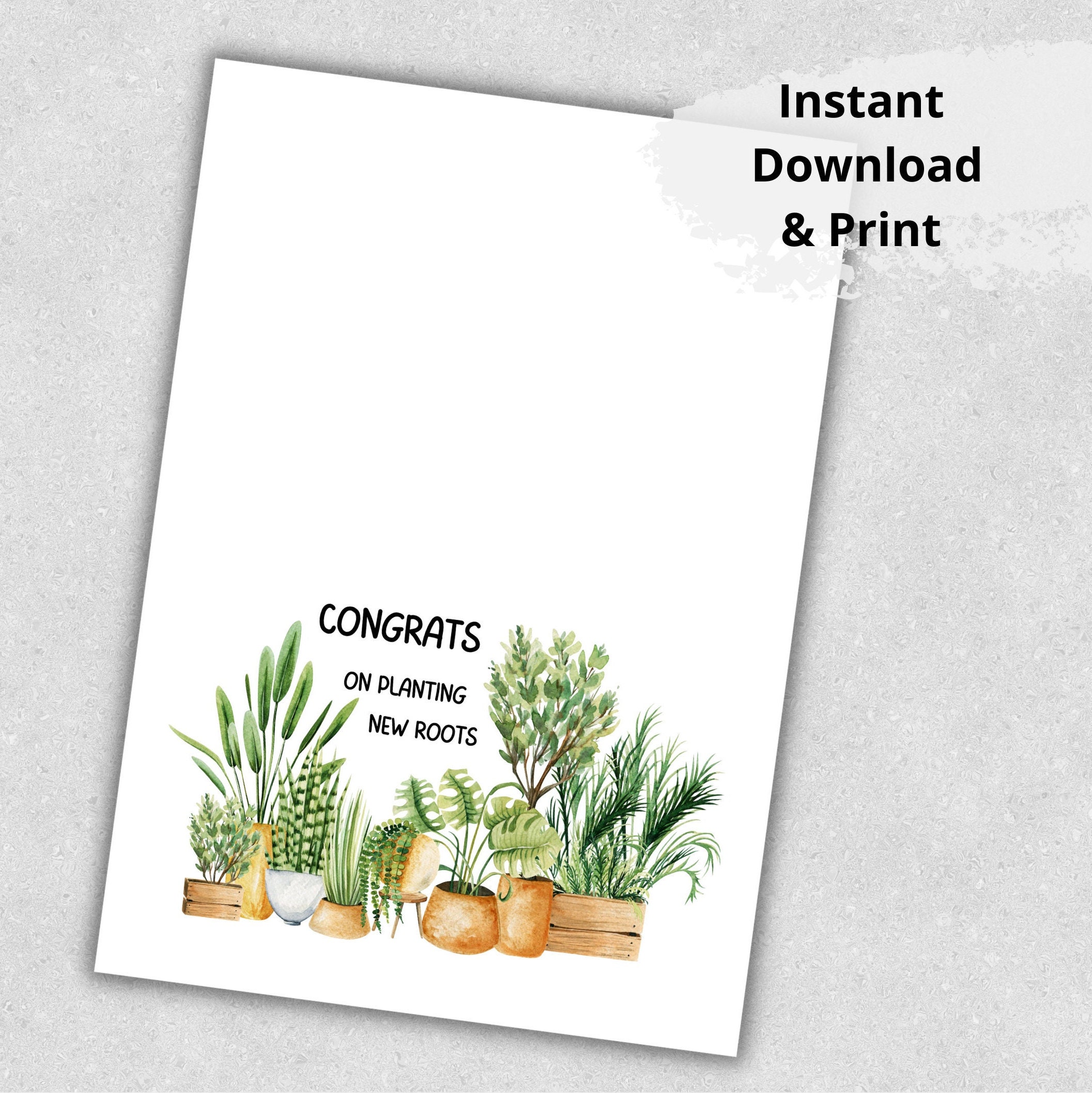 Printable Congrats on Planting New Roots Card, Card for Moving Away or ...