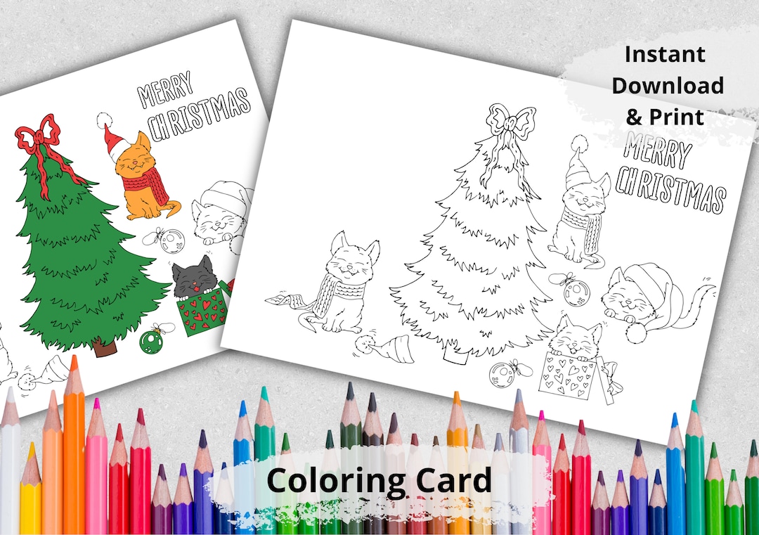 Printable Coloring Christmas Card Christmas Activity for - Etsy