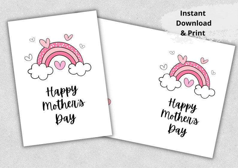 Printable Happy Mothers Day Card, Mom Card, Rainbow Card, Mothers Day ...