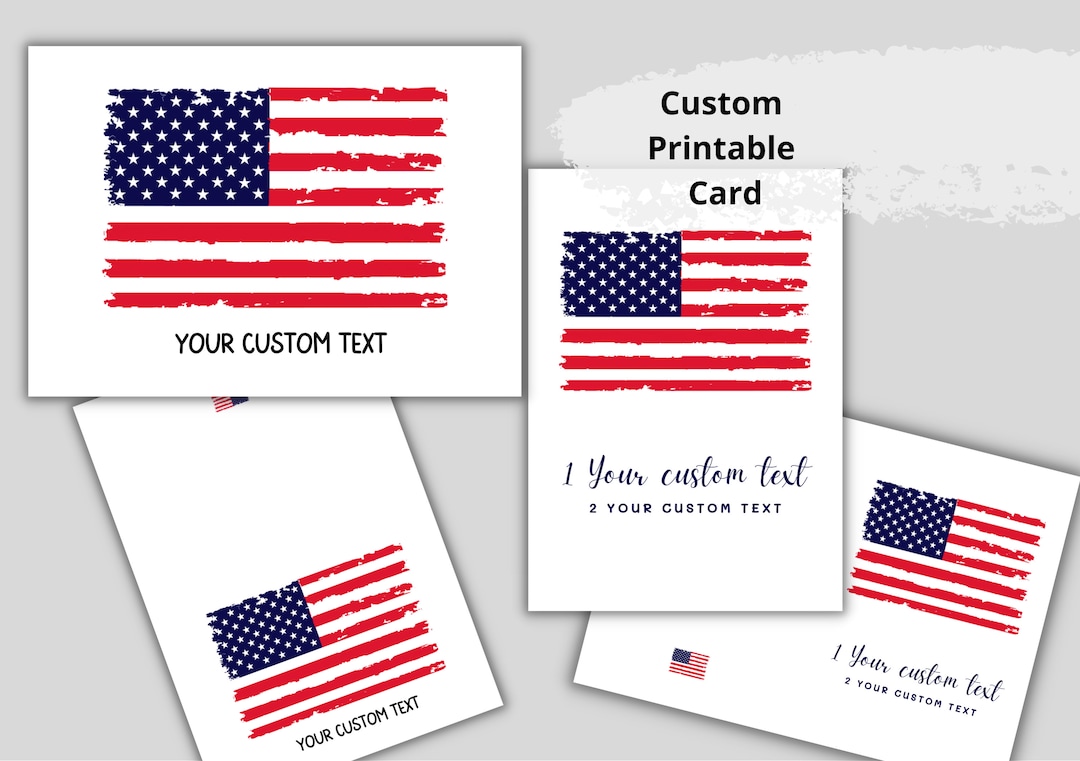 Custom American Flag Greeting Card for Patriotic Holidays, Card ...