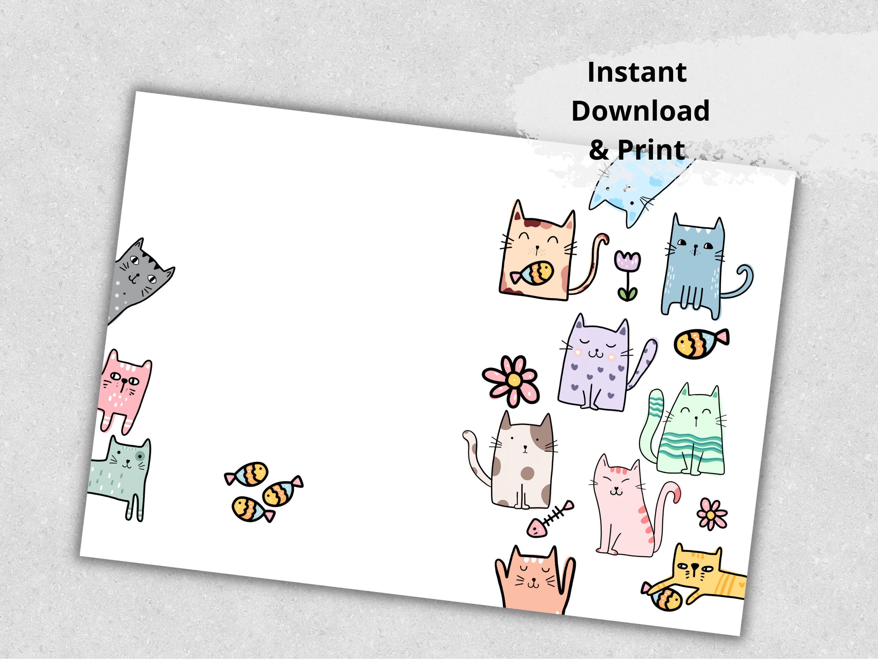 Printable Cute Cats Card, Funny Cat Card, Card for Cat Lovers, Cats ...