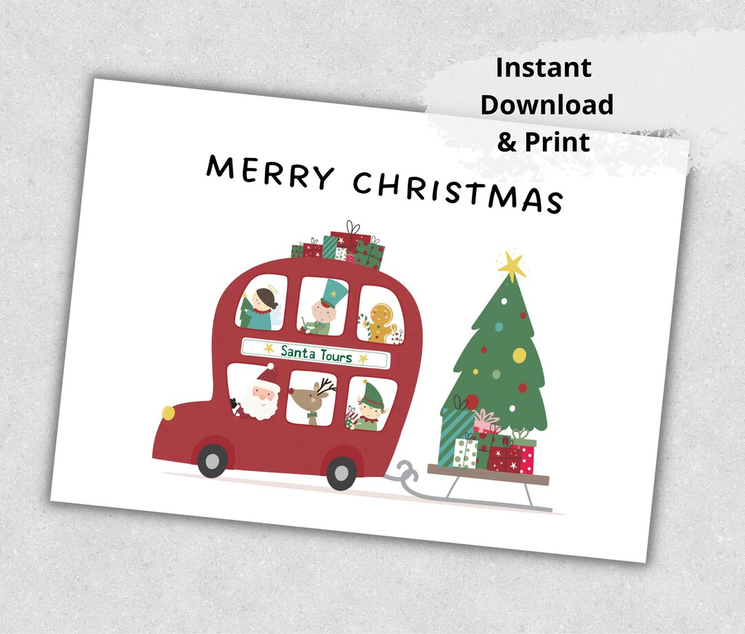 Printable Merry Christmas Card Christmas Car Card Seasons - Etsy