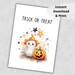 Printable Cute Halloween Card, Happy Halloween Card, Ghost and Pumpkin ...